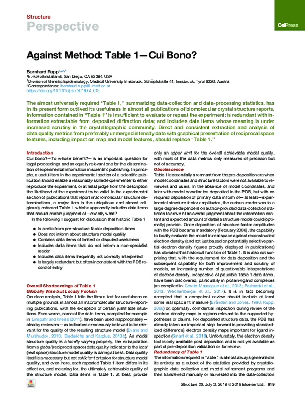 (PDF) Against Method: Table 1—Cui Bono?