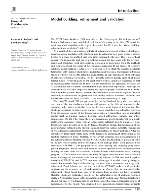 (PDF) Model building, refinement and validation