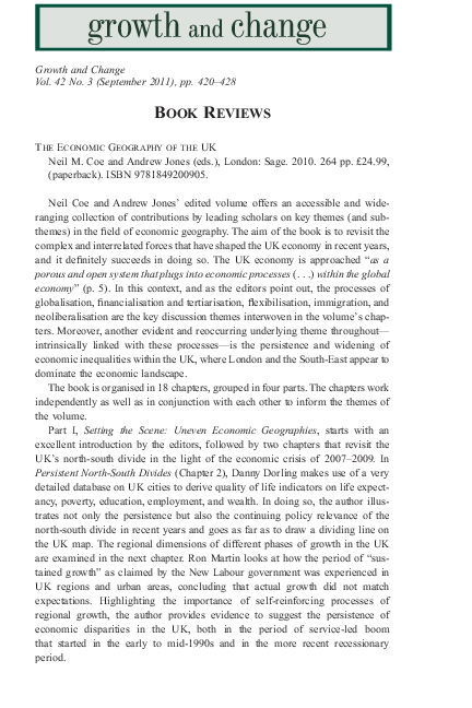 (PDF) The Economic Geography of the UK – Edited by Neil M. Coe and ...