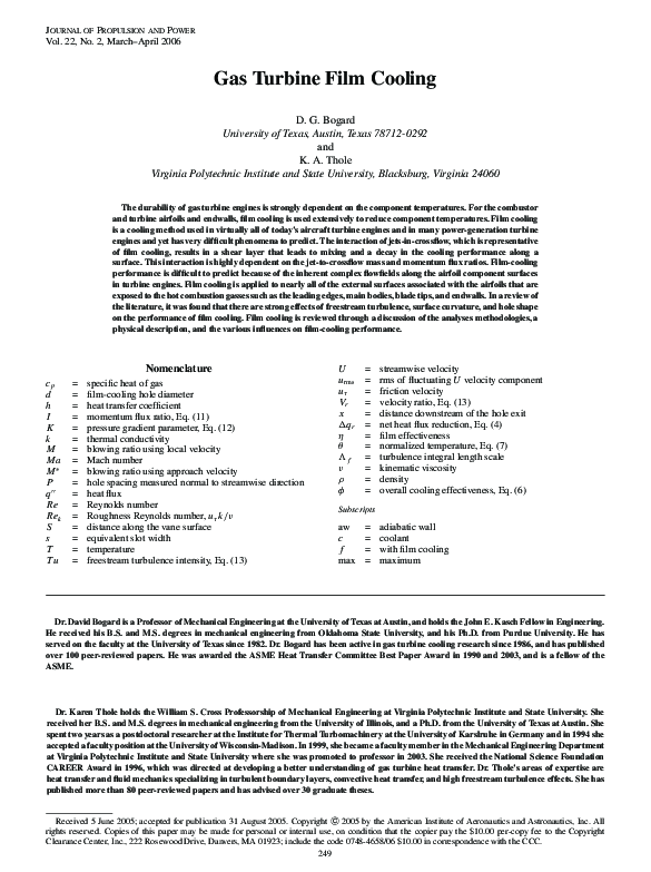 (PDF) Gas Turbine Film Cooling