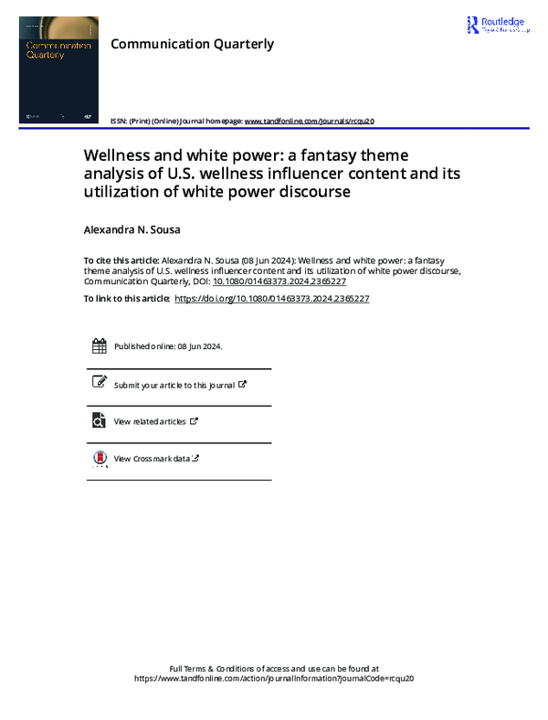(PDF) Wellness and white power: a fantasy theme analysis of U.S ...