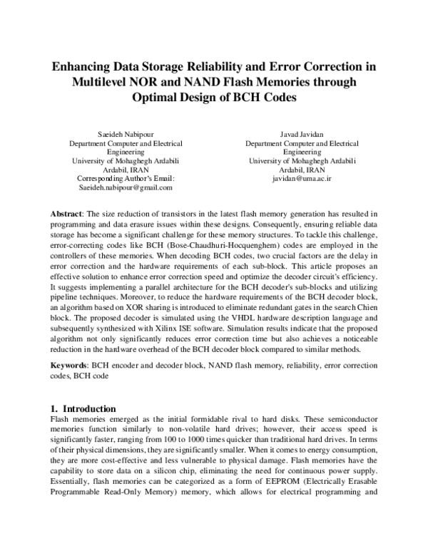 (PDF) Enhancing Data Storage Reliability and Error Correction in Multilevel Nor and Nand Flash ...