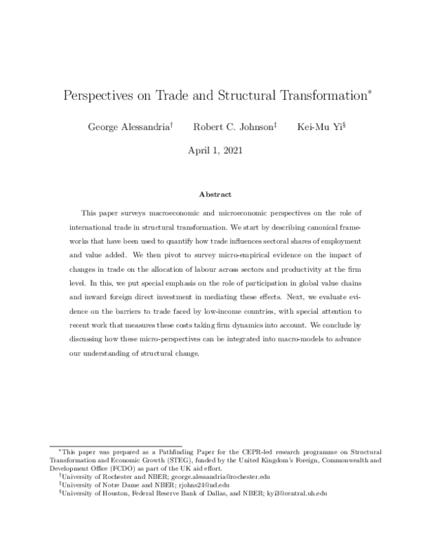 (PDF) Perspectives on Trade and Structural Transformation