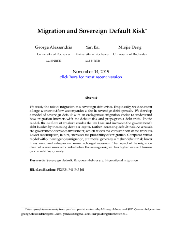 (PDF) Migration and sovereign default risk
