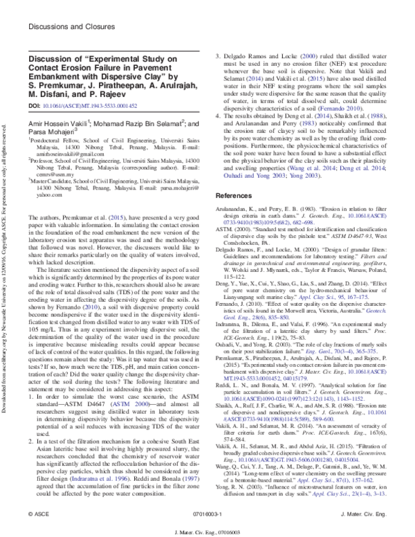 (PDF) Discussion of “Experimental Study on Contact Erosion Failure in ...