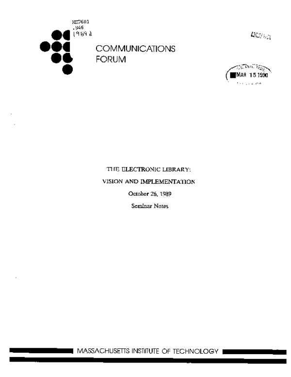 (PDF) The Electronic library : vision and implementation