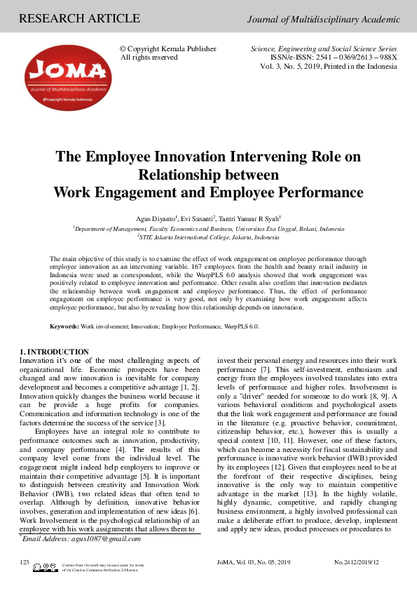 (PDF) The Employee Innovation Intervening Role on Relationship between ...