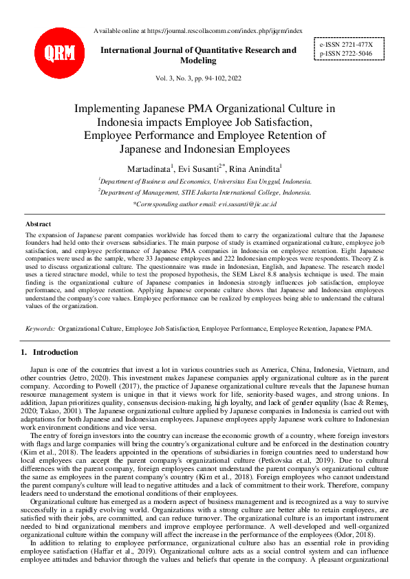 (PDF) Implementing Japanese PMA Organizational Culture in Indonesia ...