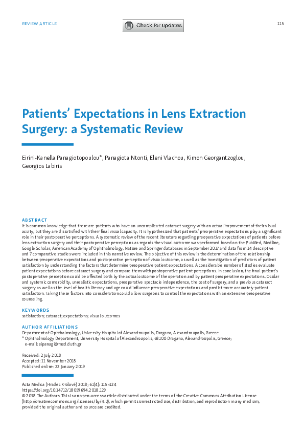 (PDF) Patients’ Expectations in Lens Extraction Surgery: a Systematic ...