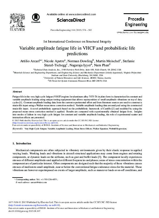(PDF) Variable Amplitude Fatigue Life in VHCF and Probabilistic Life Predictions | Nam Phan ...