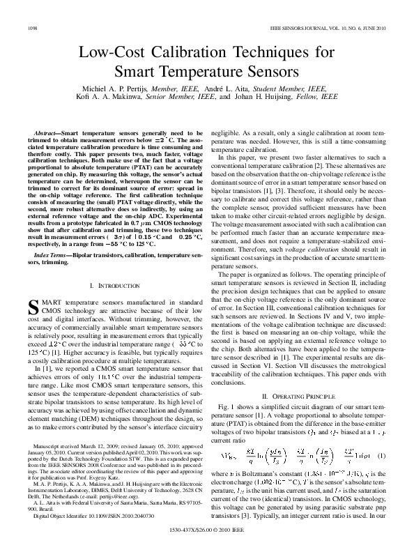 (PDF) Low-Cost Calibration Techniques for Smart Temperature Sensors