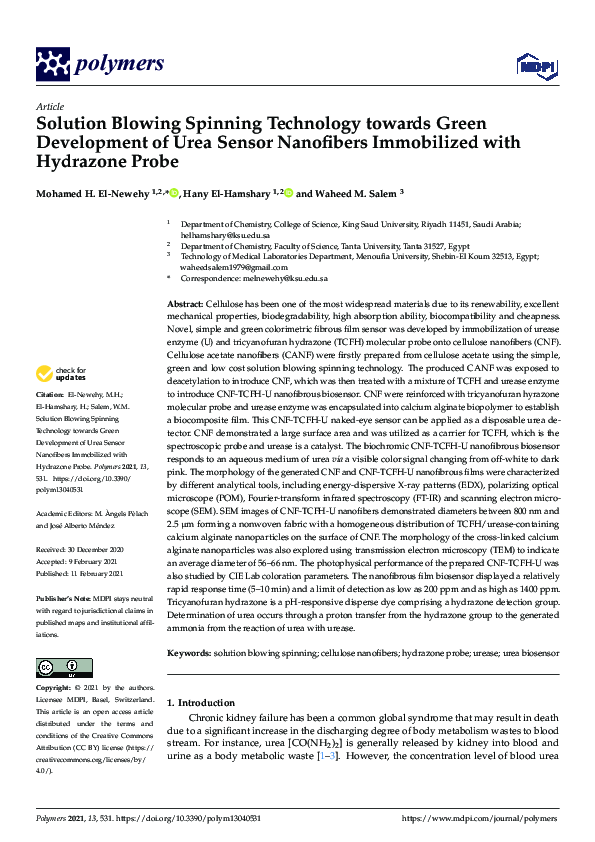(PDF) Solution Blowing Spinning Technology towards Green Development of ...