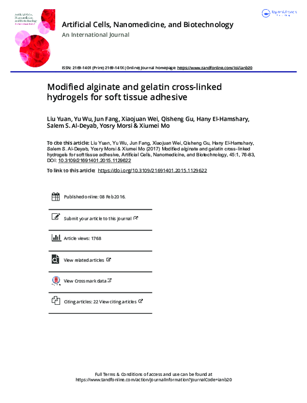 (PDF) Modified alginate and gelatin cross-linked hydrogels for soft ...