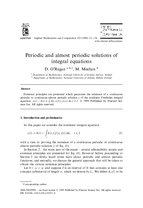 (PDF) Periodic and almost periodic solutions of integral equations