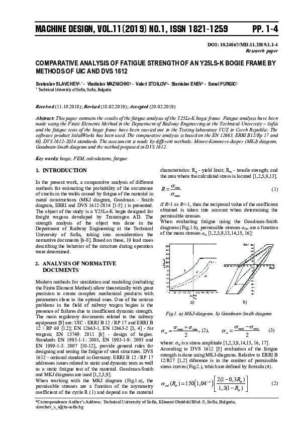 (PDF) Comparative Analysis of Fatigue Strength of an Y25LS-K Bogie Frame by Methods of Uic and ...