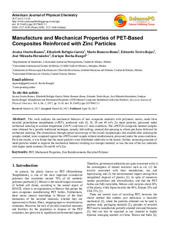 (PDF) Manufacture and Mechanical Properties of PET-Based Composites ...