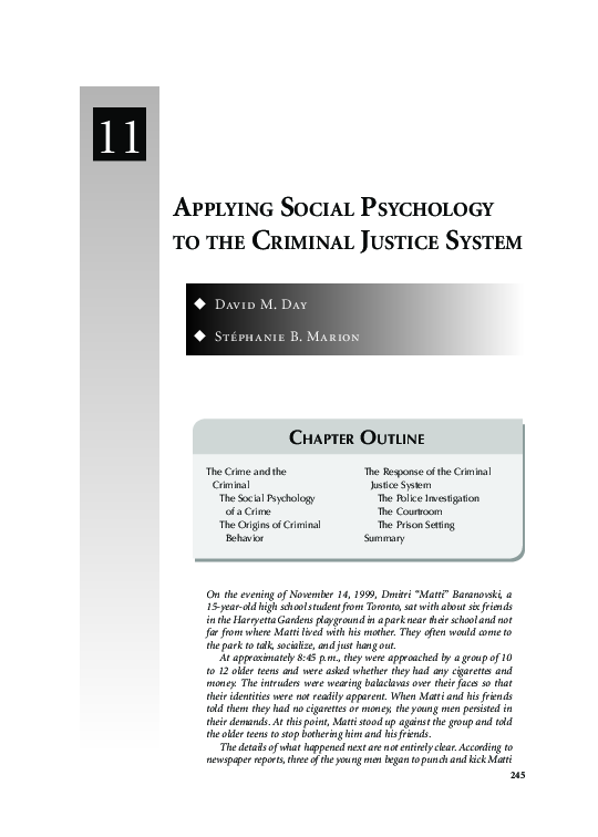 (PDF) Applying Social Psychology to the Criminal Justice System