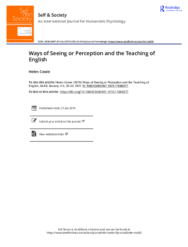 (PDF) Ways of Seeing or Perception and the Teaching of English