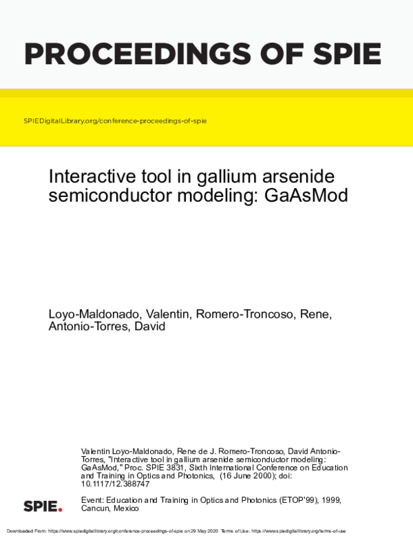 (PDF) Interactive tool in gallium arsenide semiconductor modeling: GaAsMod