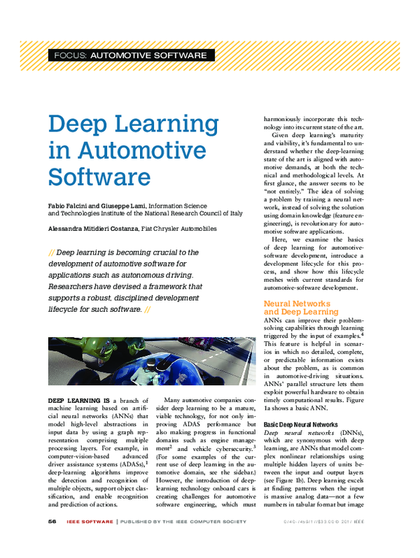 (PDF) Deep Learning in Automotive Software