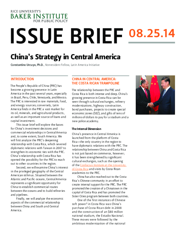 (PDF) China’s Strategy in Central America
