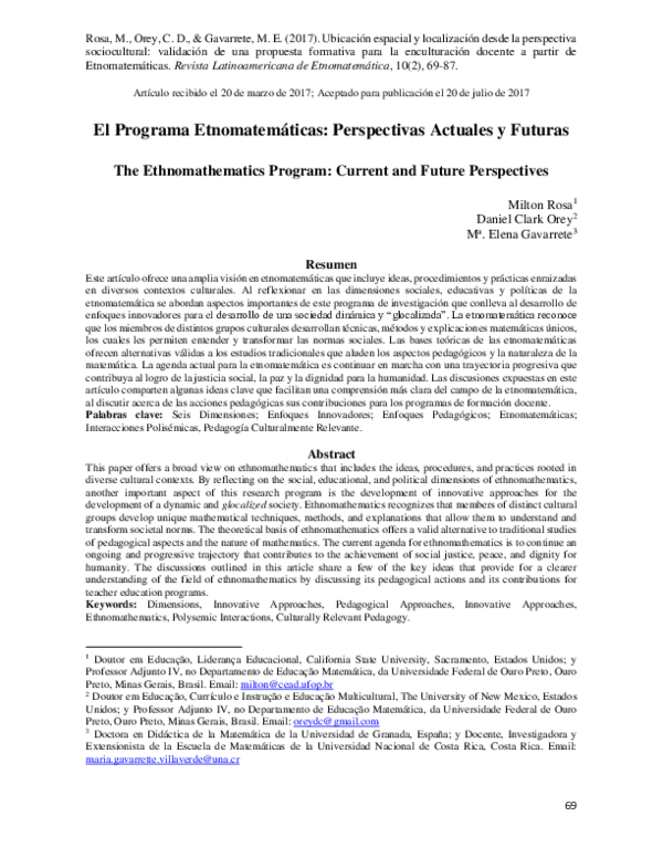 (PDF) El Programa Etnomatemáticas: Perspectivas Actuales y Futuras