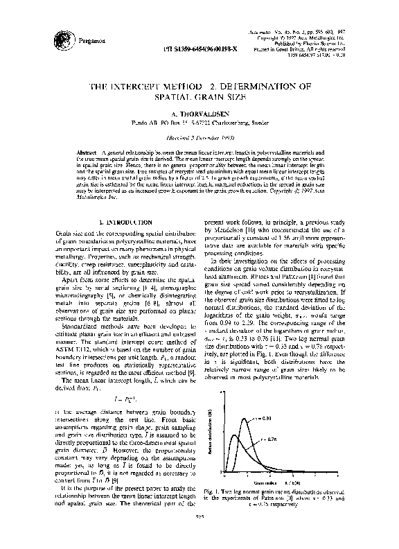 (PDF) The intercept method—2. Determination of spatial grain size