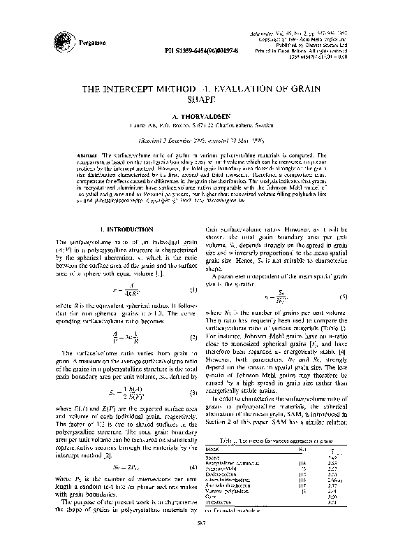 (PDF) The intercept method—1. Evaluation of grain shape
