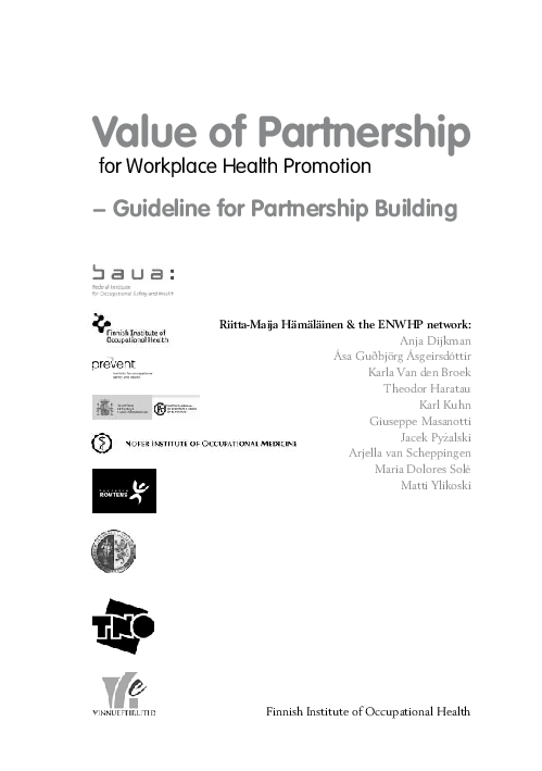 (PDF) Value of partnership for workplace health promotion : guideline ...