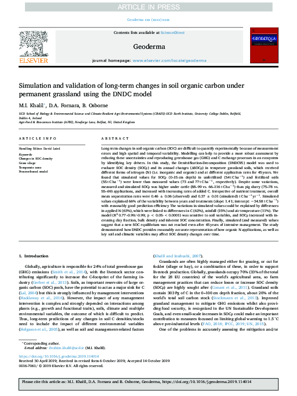 (PDF) Simulation and validation of long-term changes in soil organic ...