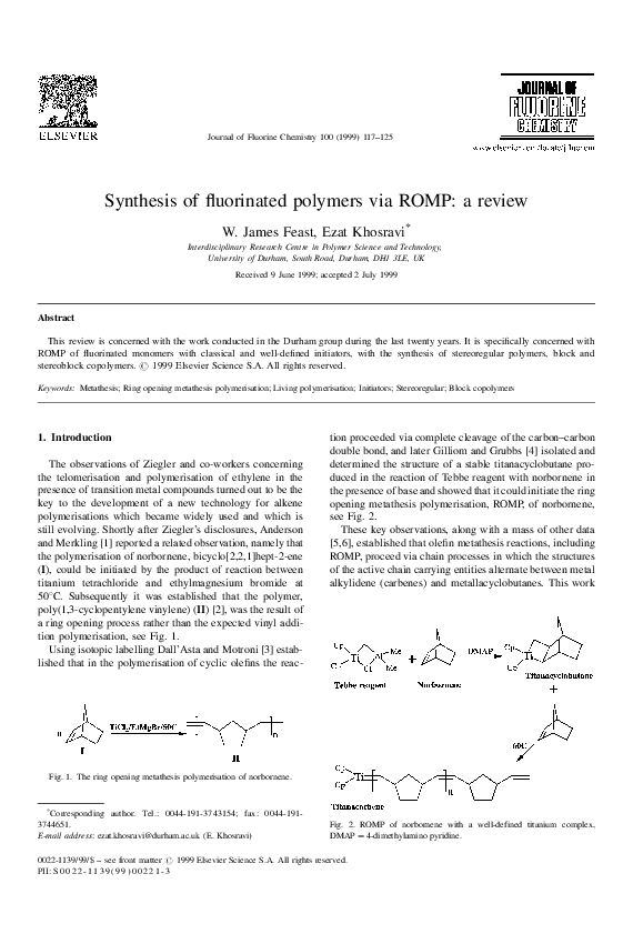 (PDF) Synthesis of fluorinated polymers via ROMP: a review