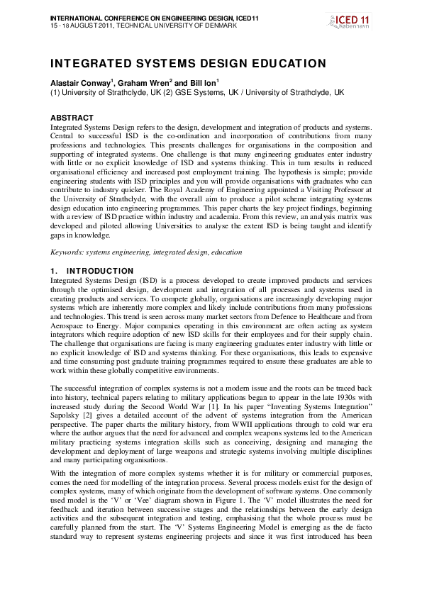 (PDF) Integrated Systems Design Education