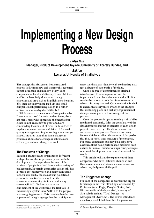 (PDF) Implementing a New Design Process