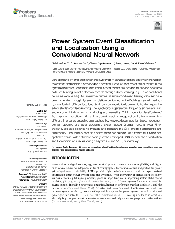 Pdf Power System Event Classification And Localization Using A Convolutional Neural Network