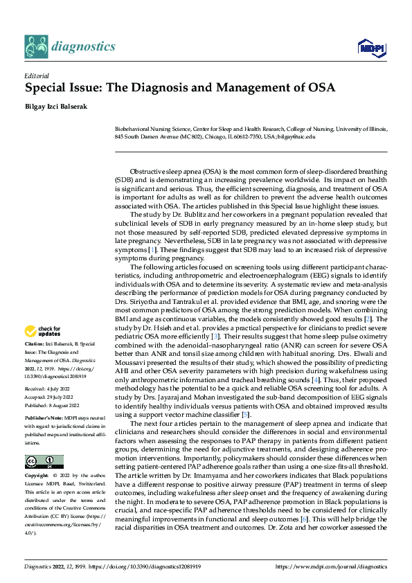 (PDF) Special Issue: The Diagnosis and Management of OSA