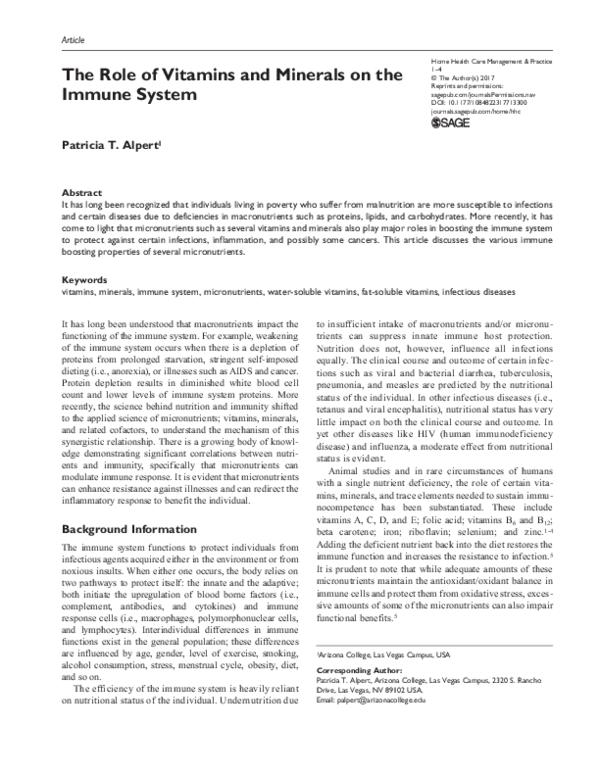 (PDF) The Role of Vitamins and Minerals on the Immune System