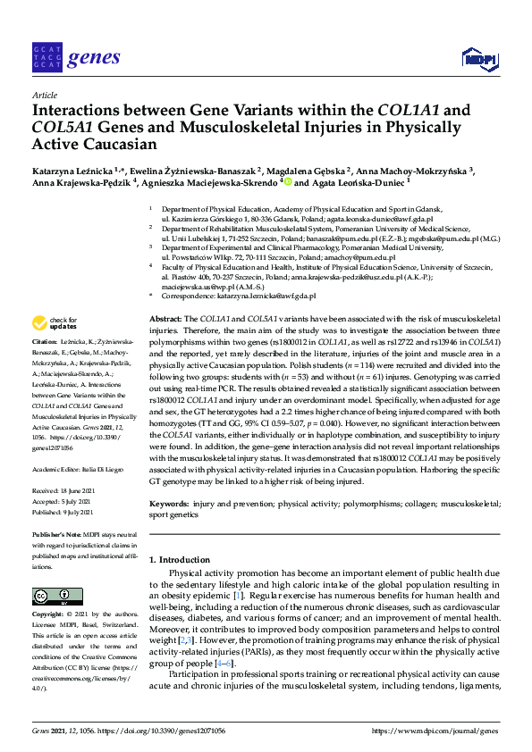 (PDF) Interactions between Gene Variants within the COL1A1 and COL5A1 ...