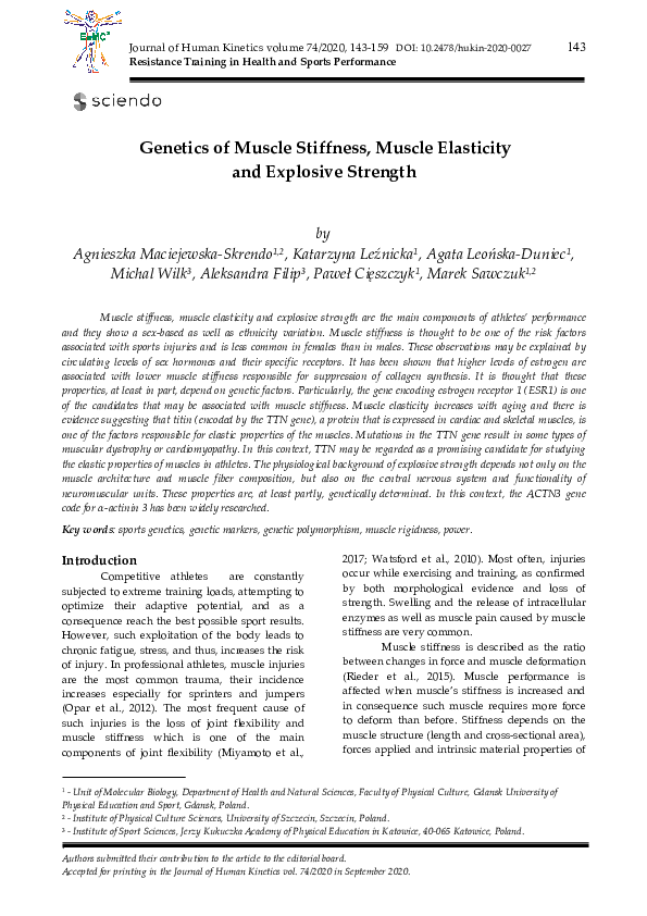 (PDF) Genetics of Muscle Stiffness, Muscle Elasticity and Explosive ...