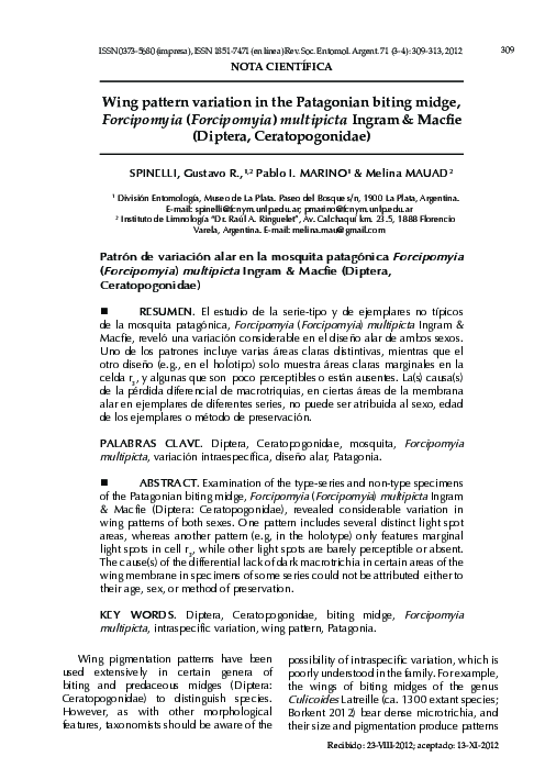 (PDF) Wing pattern variation in the Patagonian biting midge ...