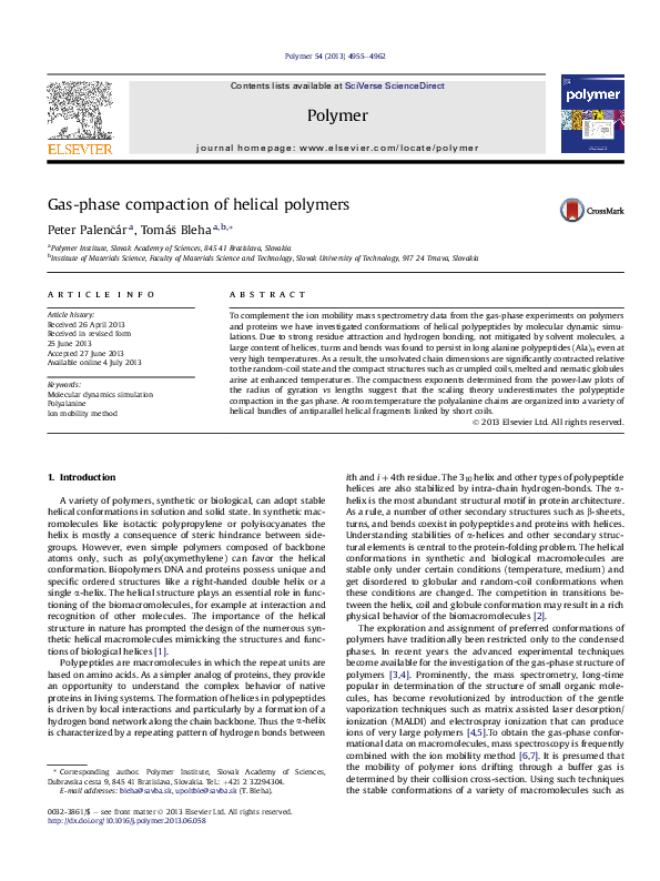(PDF) Gas-phase Compaction and Conformation of Helical Polymers
