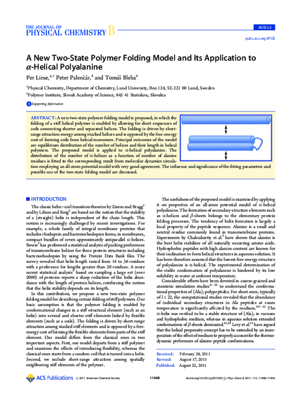 (PDF) A new two-state polymer folding model and its application to α ...