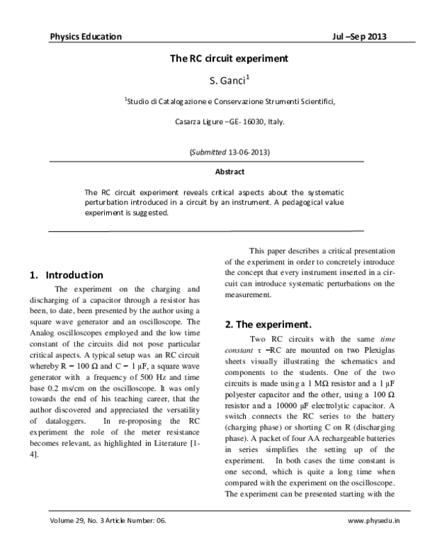 (PDF) The RC circuit experiment