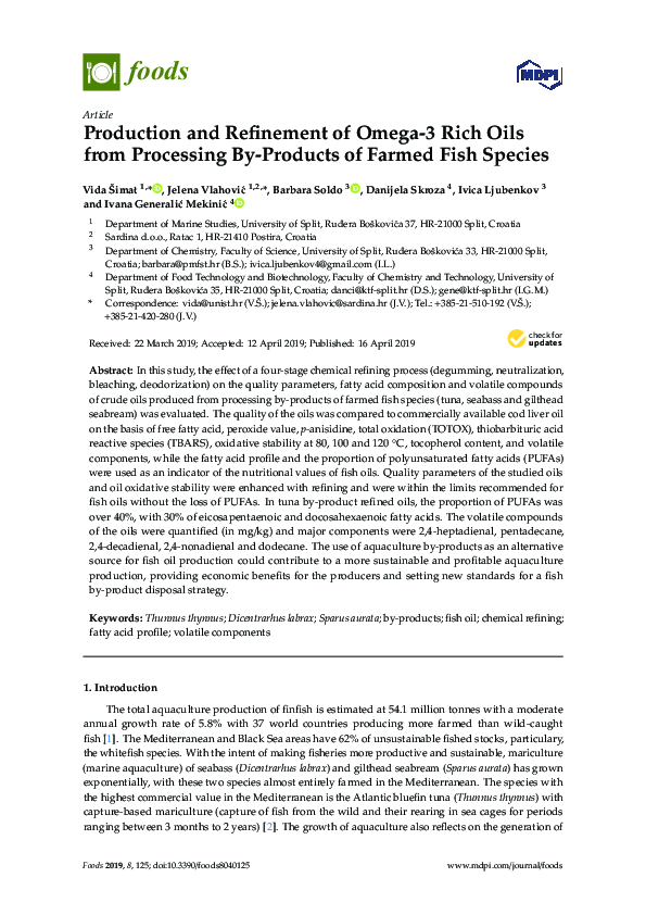 (PDF) Production and Refinement of Omega-3 Rich Oils from Processing By ...