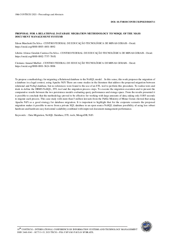 (PDF) Proposal for a Relational Database Migration Methodology to Nosql of the Mass Document ...