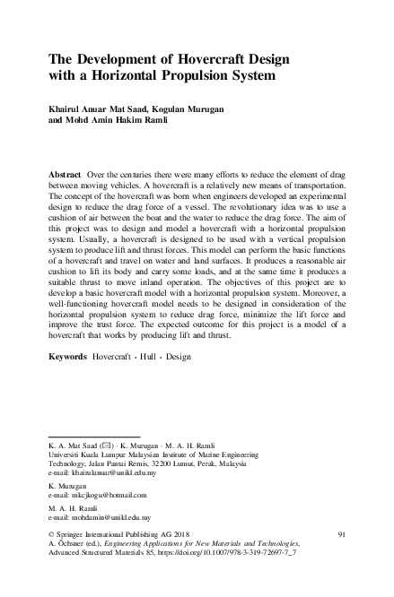 (PDF) The Development of Hovercraft Design with a Horizontal Propulsion ...