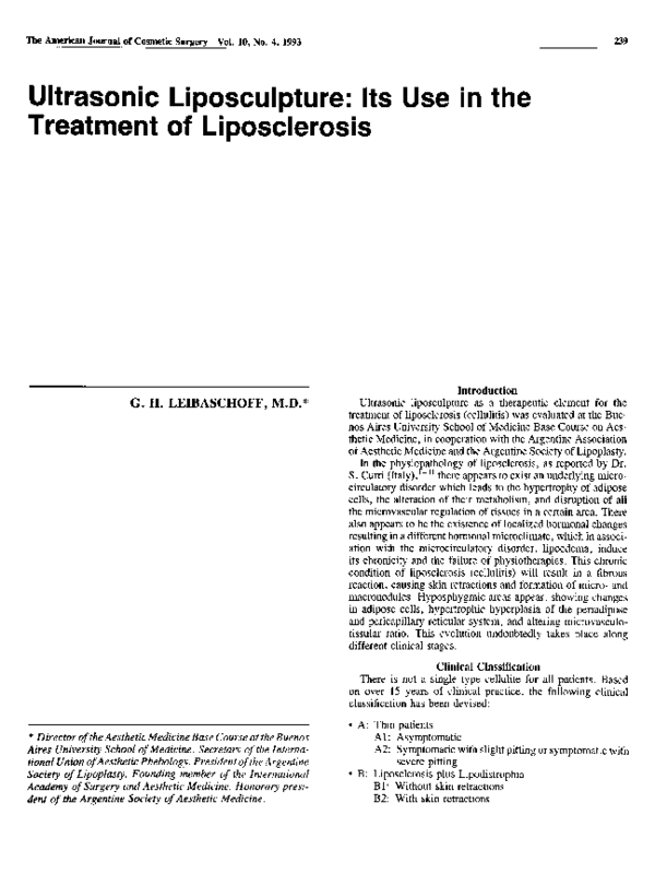 (PDF) Ultrasonic Liposculpture: Its Use in the Treatment of Liposclerosis