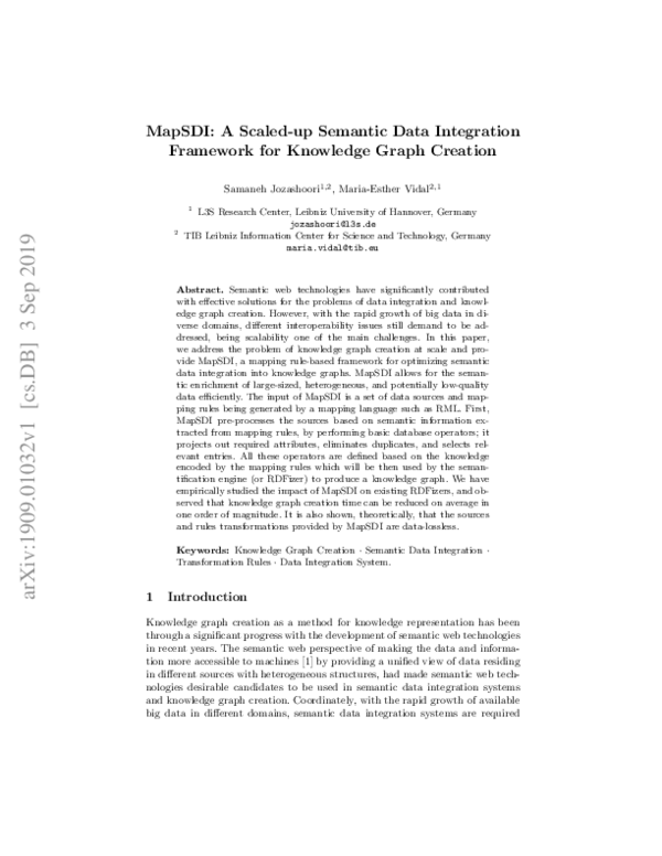 Pdf Mapsdi A Scaled Up Semantic Data Integration Framework For