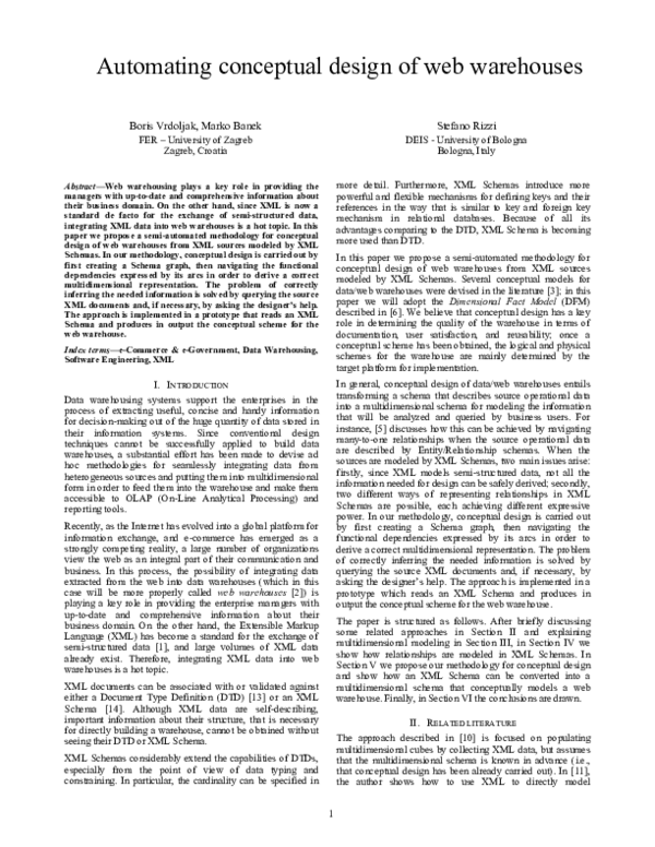 (PDF) Automating conceptual design of Web warehouses