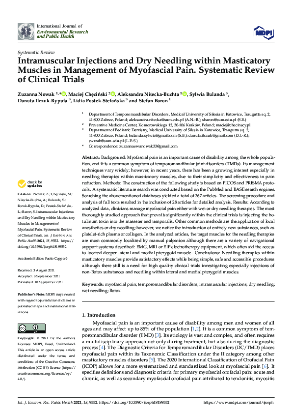 (PDF) Intramuscular Injections and Dry Needling within Masticatory ...