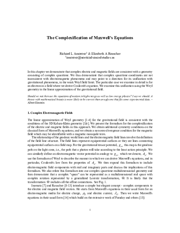 (PDF) The Complexification of Maxwell's Equations